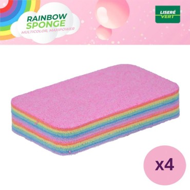 Lot x 4 éponges Rainbow Sponge® en microfibre ultra absorbantes